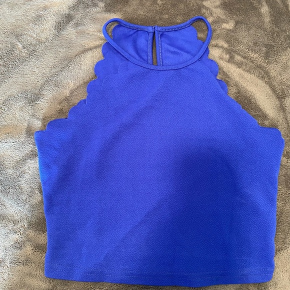 SHEIN | Tops | Shein Blue Cut Out Crop Tank Top | Poshmark
